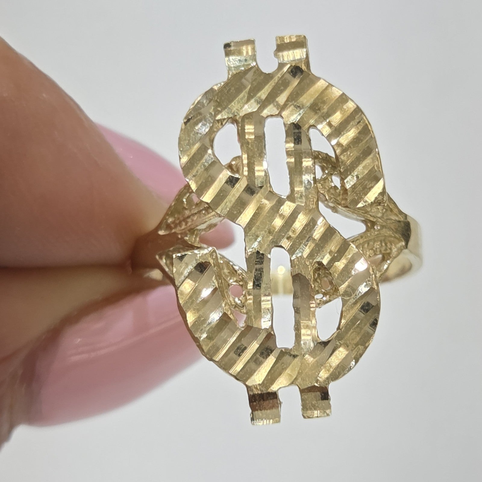 solid 10k yellow Gold 100 dollar Money Dollar Sign Ring – Love Jewels